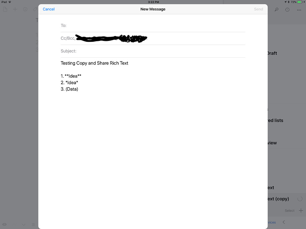 Action To Convert Drafts To Rich Text And Then Share With Ios Share Sheet Actions Help 6315