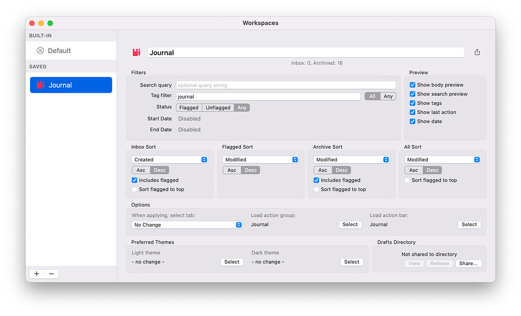 Default tag for new Drafts in a workspace - Feature Requests - Drafts Community