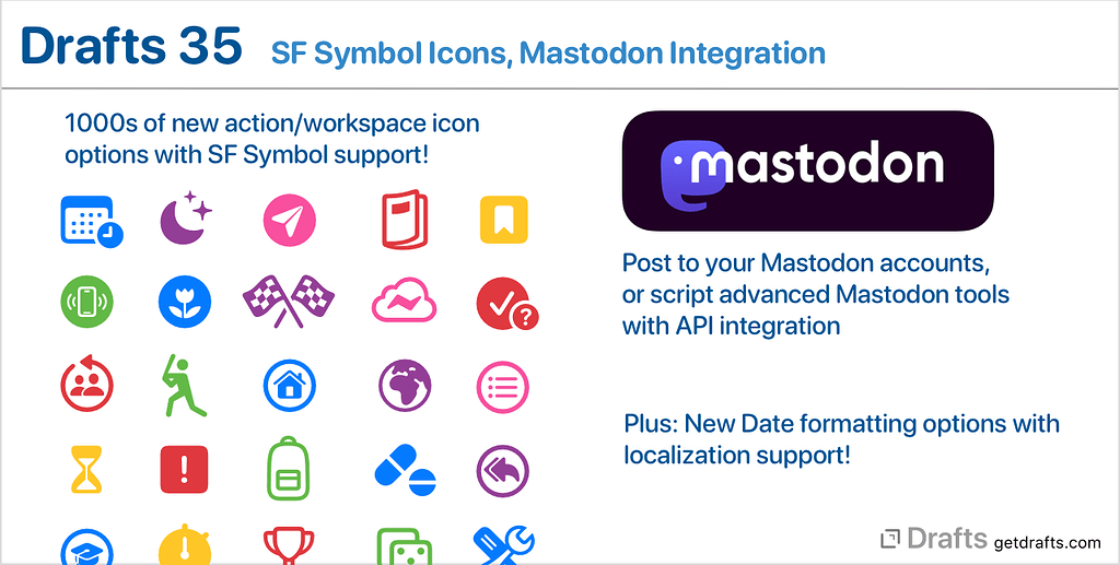 Drafts 35 Released Sf Symbol Icons Mastodon Integration News And Updates Drafts Community