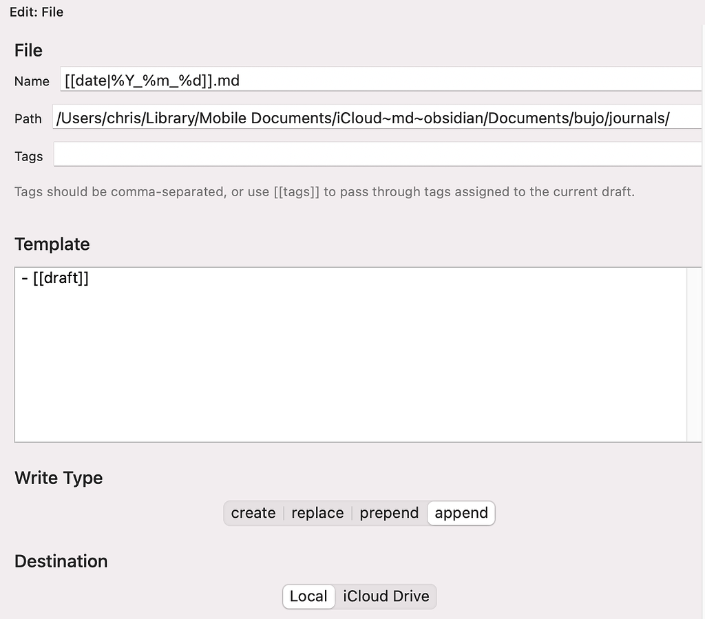 Appending to file looks successful but isn't - Actions - Help & Questions - Drafts Community