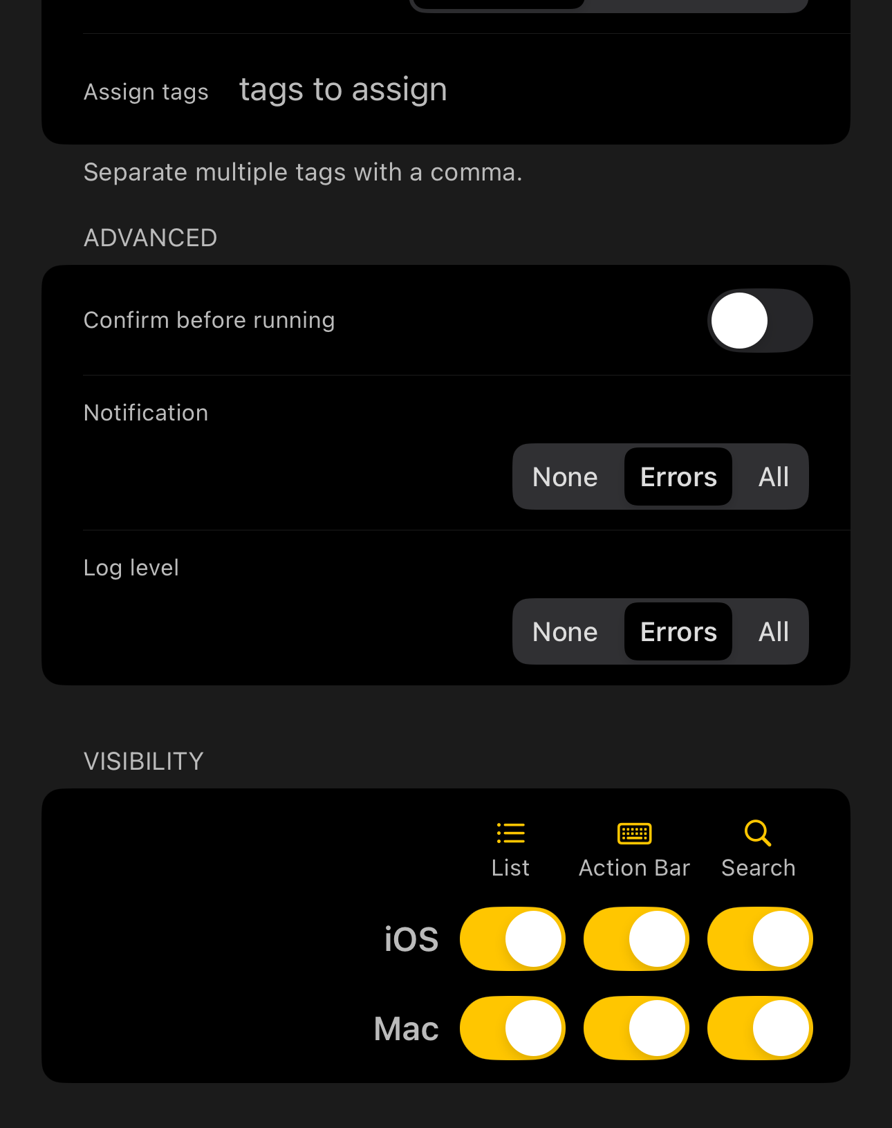 Actions displaying differently on desktop, iOS and action management panel - Issues - Drafts ...